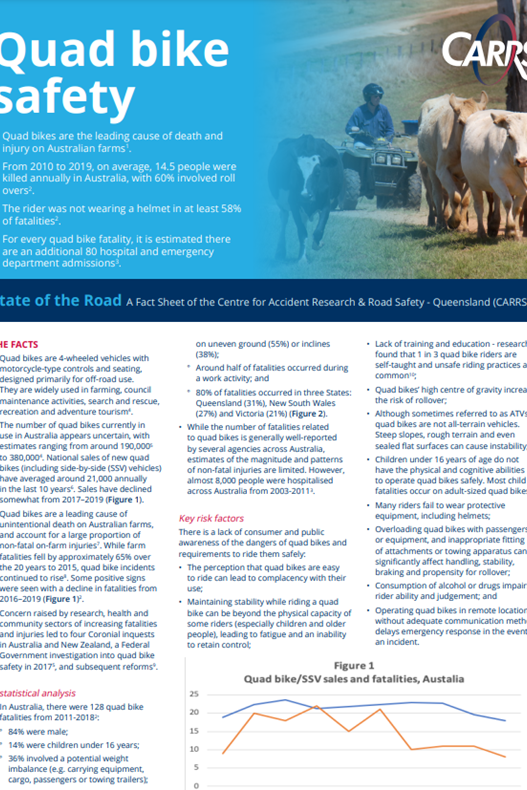 Quad bike safety Fact Sheet - Centre for Accident Research & Road ...