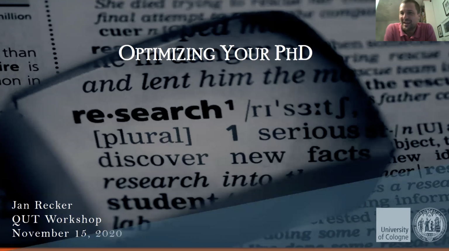 Webinar: Optimising your PhD by Prof. Jan Recker - Centre for Future ...