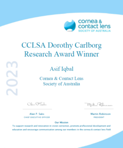 Dorothy Carlborg Research Award 2023 Recipient - Contact Lens and ...