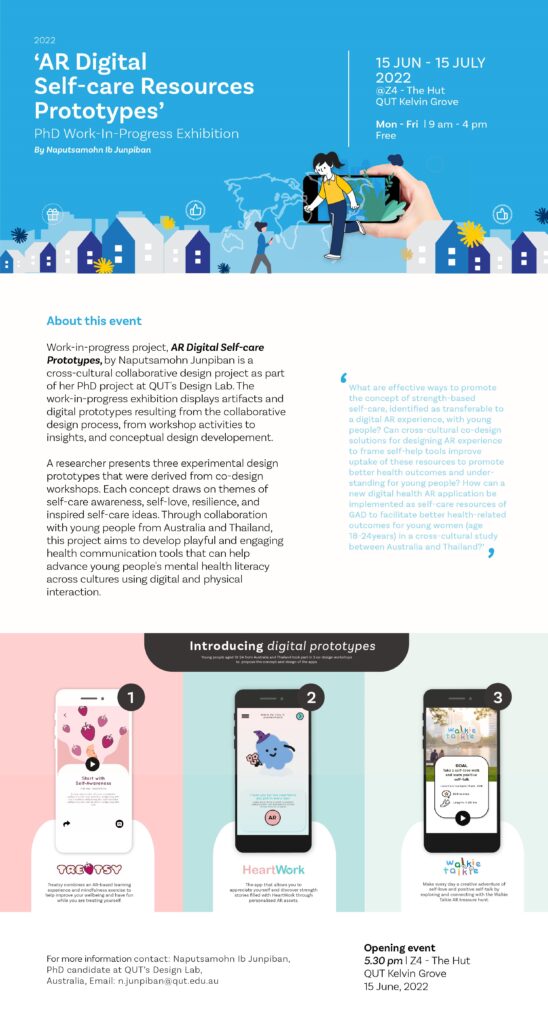 AR Digital Self-care Resources Prototypes display - QUT Design Lab