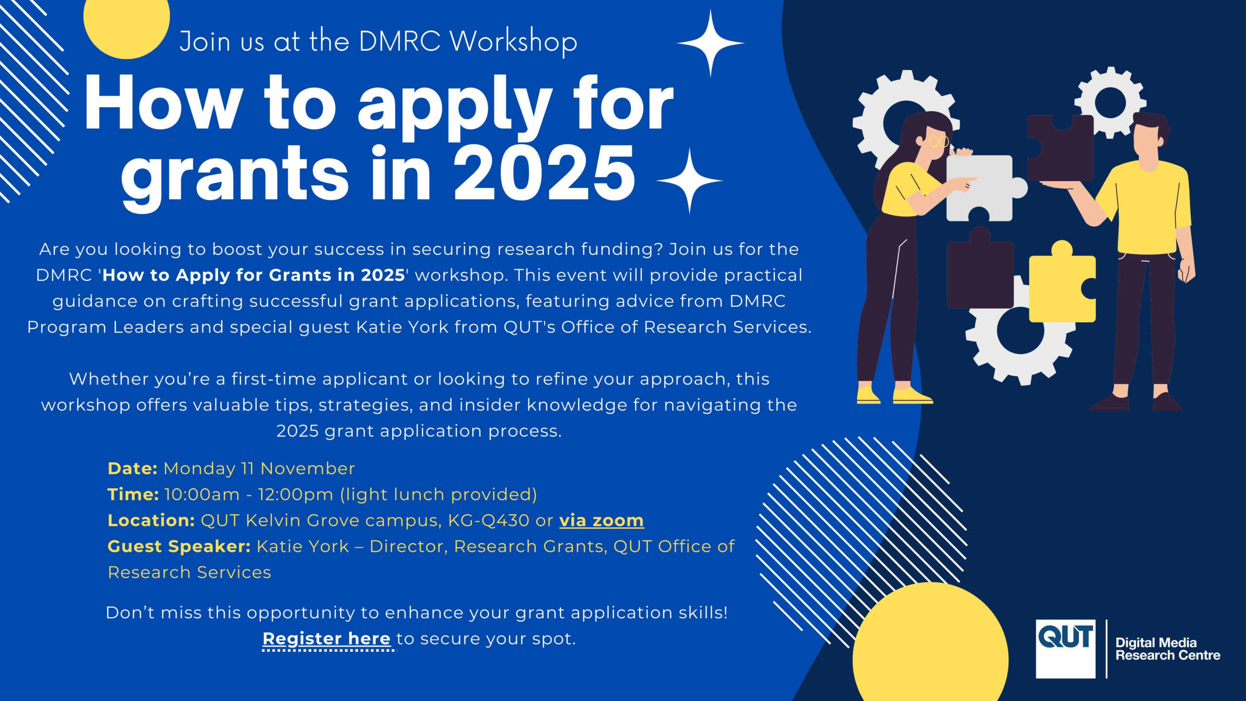 DMRC Workshop: How to apply for grants in 2025 - QUT Digital Media Research Centre