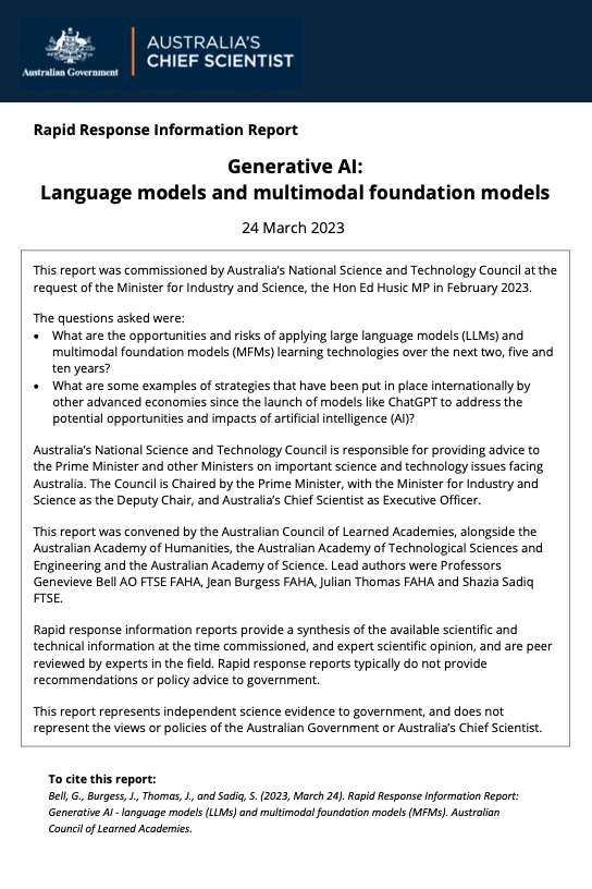 Generative AI: Language models and multimodal foundation models - QUT Digital Media Research Centre