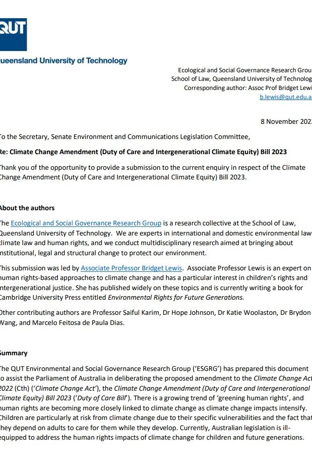 Climate Change Amendment (Duty of Care and Intergenerational Climate ...