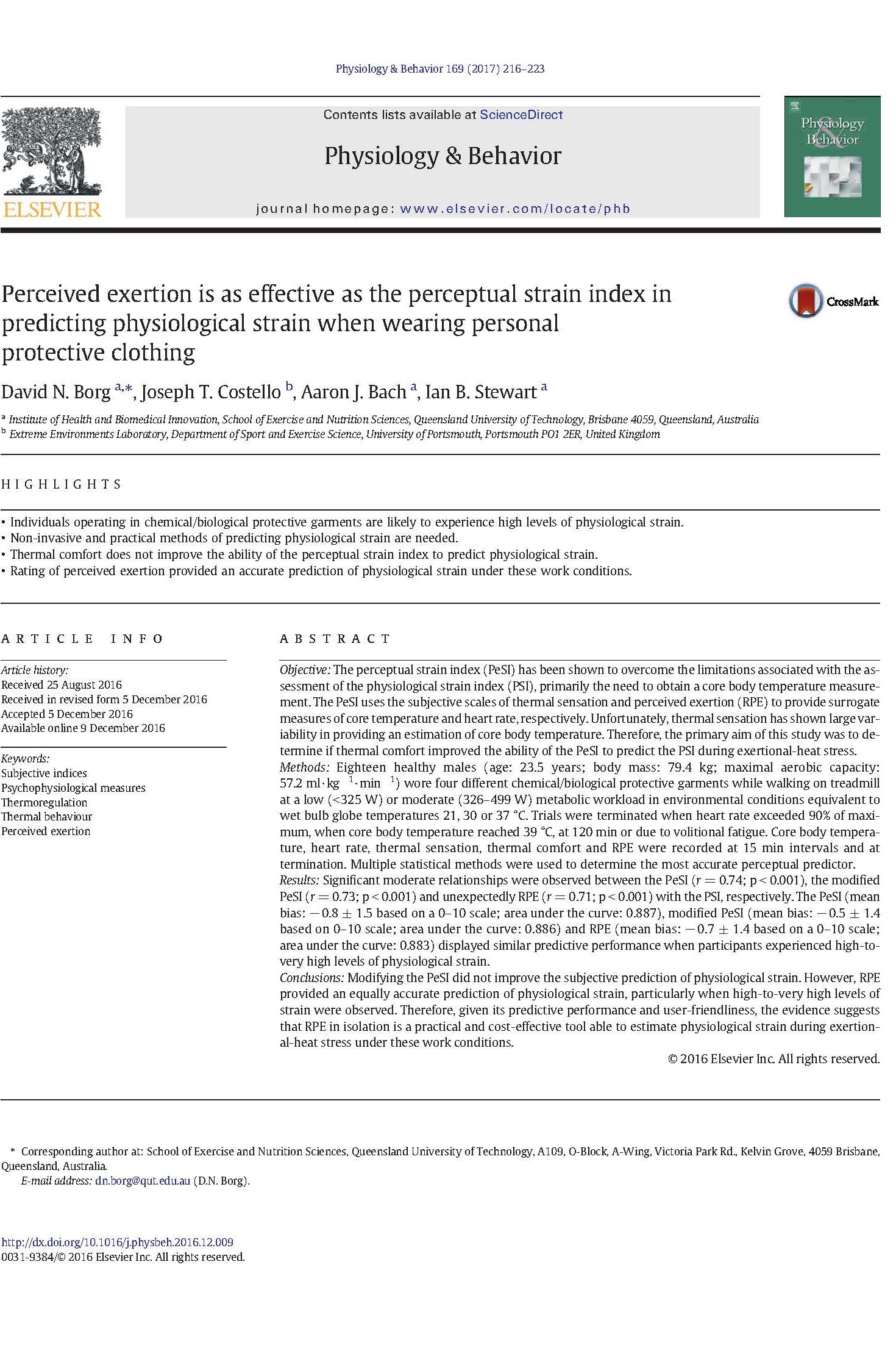 Perceived exertion is as effective as the perceptual strain index in ...