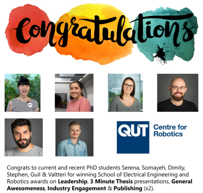 QUT School of Electrical Engineering and Robotics HDR Student Awards - QUT Centre for Robotics