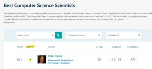 Peter Corke - Among Top 10 Computer Science Experts in Australia - QUT ...