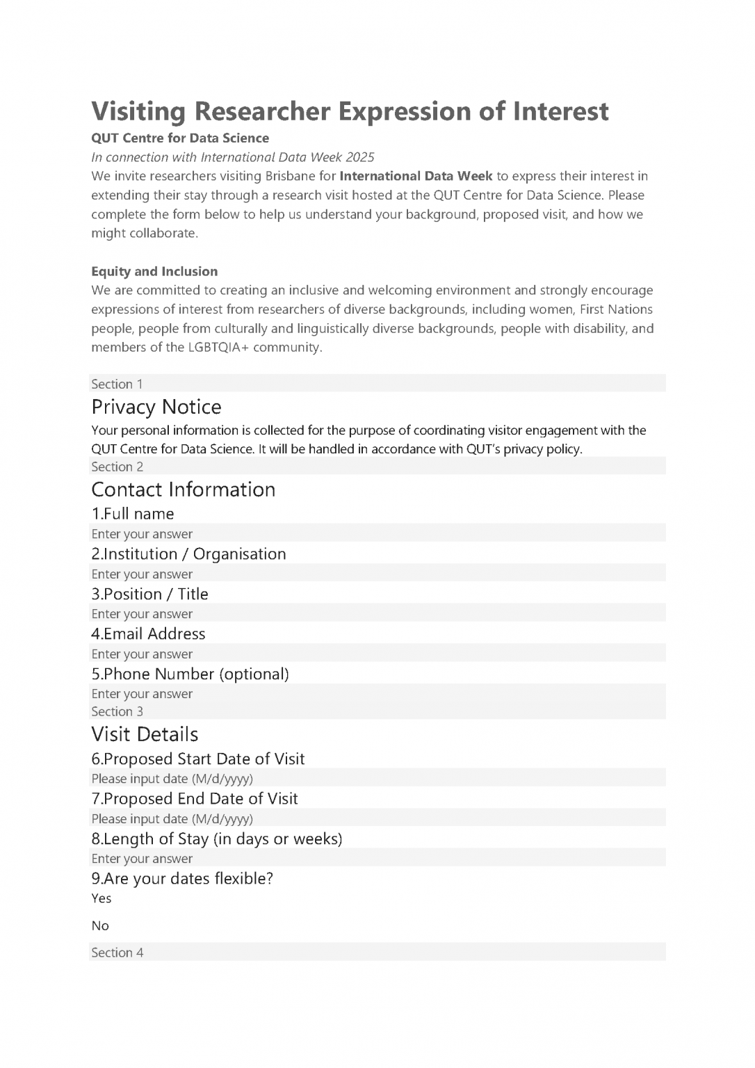 Extend Your Stay: Visiting Researcher Program during International Data Week - QUT Centre for ...