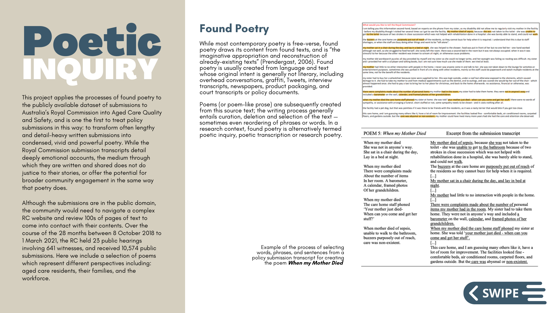 Poetic Inquiry - Amplifying Voices from the Royal Commission into Aged Care