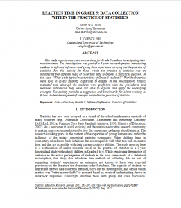Reaction time in grade 5: Data collection within the practice of ...