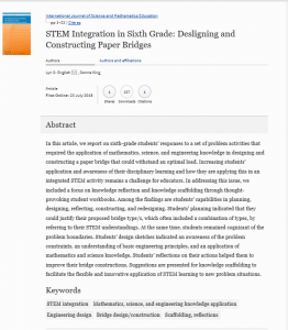 STEM integration in sixth grade: Designing and constructing paper ...